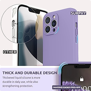 SURPHY Compatible with iPhone 13 Pro Max Case with Screen Protector, (Camera Protection + Soft Microfiber Lining) Liquid Silicone Phone Case 6.7 inch 2021, Light Purple