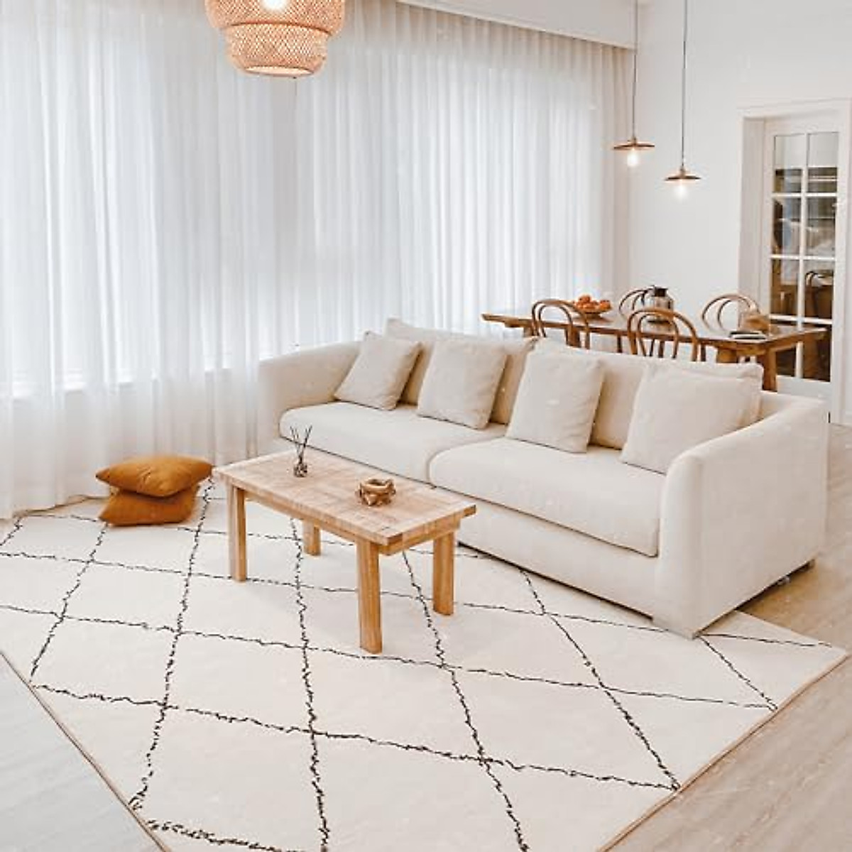 Euvmgis Indoor/Outdoor Area -Rug White Black Simple Diamond Grid Easy -Cleaning, Non Shedding, Bed Room, Living Room, Dining Room, Deck, Backyard, Patio, High Traffic 2 x 3 Feet / 60x90 cm
