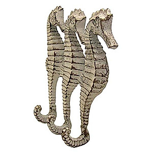 Large Rustic White Cast Iron Sea Horse Wall Hooks, 8 3/4 Inch