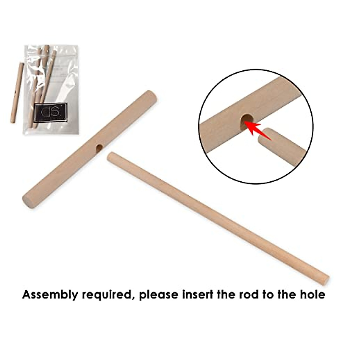 DS. DISTINCTIVE STYLE Crepe Spreader 2 Pieces 6.1 Inches x 4.7 Inches Natural Wooden T-Shaped Tool for Crepes Wooden Crepe Maker Pancake Maker Tool