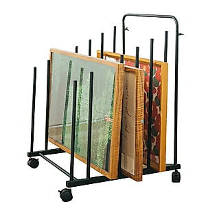 GENMOUS Art Storage Rack with Caster Wheels, Art Drying Rack Metal Storage Stand for Canvas Storage Paint Drying Rack,Drawing Board Stands for Printed Matter,Crafts Drying,Art Studio,Classrooms Easel