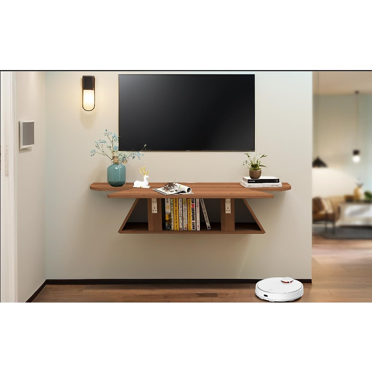 Pmnianhua Floating Console Table,47'' Wall Mounted Entryway Table,Floating Console Shelf for Entryway Hallway,Foyer,Under TV(Walnut)