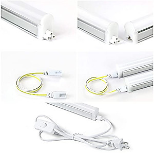 Led Shop Light 4ft 6500k 2640lm 24w, Bright White, Pack of 6, Linkable Led Shop Lights for Garage, Easy Led T5 Shop Lights for Workshop, Mounted Up-to Ceiling or Under Cabinet, Built-in On/Off Switch