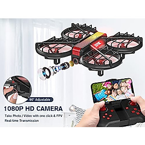 Mini Drone with Camera for Kids Adults,Cool Toys Gifts for Boys Girls Teenagers,FPV Skyquad Drone Small Hobby RC Quadcopter with Headless Mode,360° Flip and Propeller Full Protect for Beginners