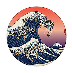 The great wave of pugs Japanese Art PopSockets by Huebucket PopSockets PopGrip: Swappable Grip for Phones & Tablets