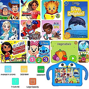 NORTH BISON Toddler Tablets Age 2-4, 7 inch Android 11 Tablet for Kids, 3GB 32GB Toddler Tablet with Bluetooth, WiFi, GMS, Parental Control, Dual Camera, Shockproof Case, Educational, Games