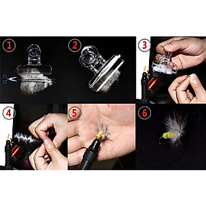 WellieSTR 20PCS (63mm) Clear Fly Tying CDC Feather Clips Dubbing Clip Hackle Holding Tools Fly Fishing Accessories