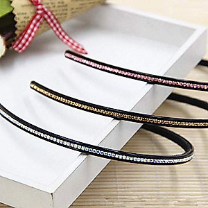 Ruihfas 6Pcs Bling Bling 1 Rows Crystal Rhinestone Headband for Women Girls Thin Hair Hoop Fashion