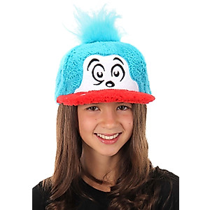 elope Dr. Seuss Thing 1 Costume Fuzzy Snapback Hat Standard Blue