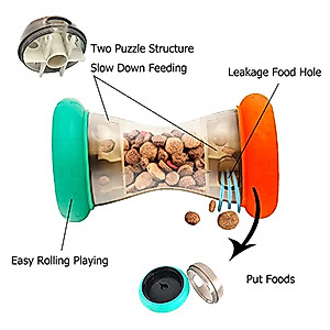 TJOUL Dog Treat Dispensing Puzzle Toys for Small Dogs to Keep Busy,Interactive Chase Toys for Dog Improves Digestion,Enrichment Dog Food Slow Feeder,Barbell-Shaped Dog IQ Treat Dispenser Toys