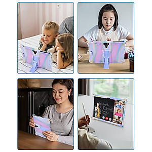 DETUOSI ZZB 10.1 inch Silicone Case with Shoulder Strap & Stylus Pen, Multi-Angle Stand Tablet Case, Soft Lightweight Cover for Winsing MTK 10 inch Tablet, ANTEMPER Touch, Rose Red & Purple