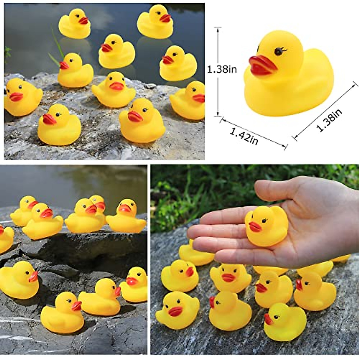 50-Pieces Float & Squeak Mini Rubber Duck Baby Bath Ducky Sound Shower Toys for Kids