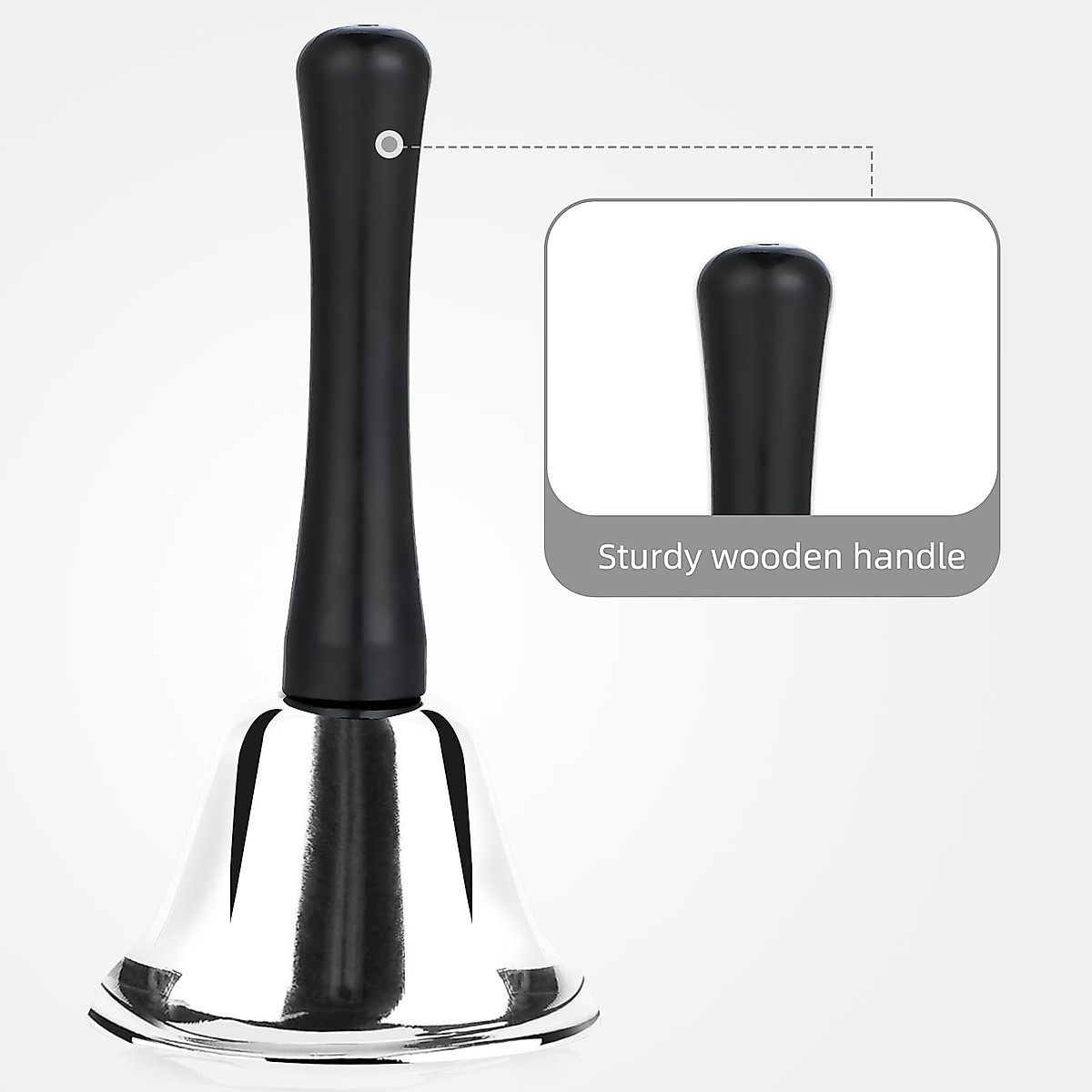 Tytroy Set of 2 Silver Steel Hand Bell Loud Call Bell Alarm