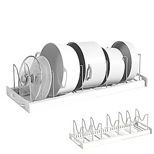 Pot Rack Organizer - Pan Holder Rack Kitchen,Pot Cabinet Organizer Pot Lid Organizer Holder 7 Adjustable Compartment for Cookware Cle-us
