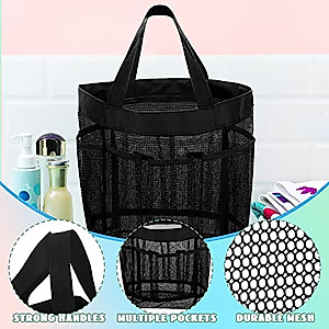 16 Pcs Mesh Shower Caddy with 8 Pockets Portable Large Shower Caddy Black Tote Bag for College Dorm Room Essentials Hanging Shower Caddy Bath Organizer Shower Bag for Bathroom Travel Gym Beach
