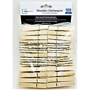 Mainstay Standard Wooden Clothespins - 100-count