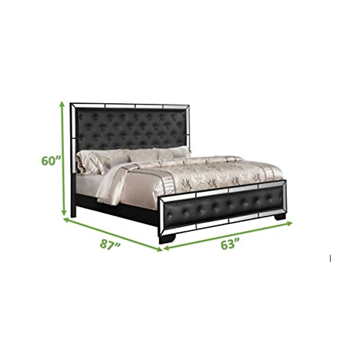 Aokarry Bed Frames Queen Size, Queen Size Upholstered Bed Made with Wood in Black Color