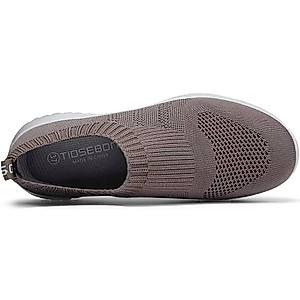 LANCROP Women's Lightweight Walking Shoes - Casual Breathable Mesh Slip On Sneakers Wide 6.5 US, Label 37 Brown