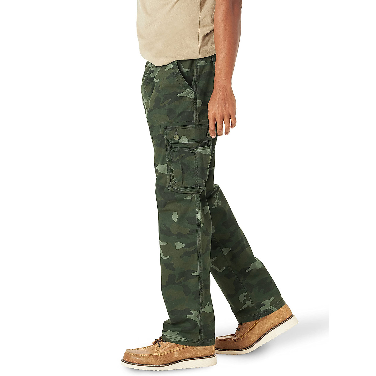 Lee Men's Wyoming Relaxed Fit Cargo Pant, Green Camo, 40W x 32L