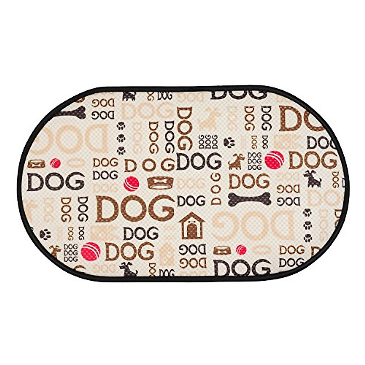 S&T INC. Microfiber Pet Bowl Feeding Mat, Anti-Skid and Absorbent, 12.5 Inch x 21 Inch, Typography