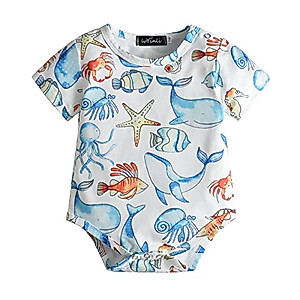 Lvyinli Baby Boy Clothes Set Infant Boy's Long Sleeve Romper+Dinosaur Denim Overalls Toddler Boys Summer Clothes Outfits (Blue Turle, 6-12 Months)