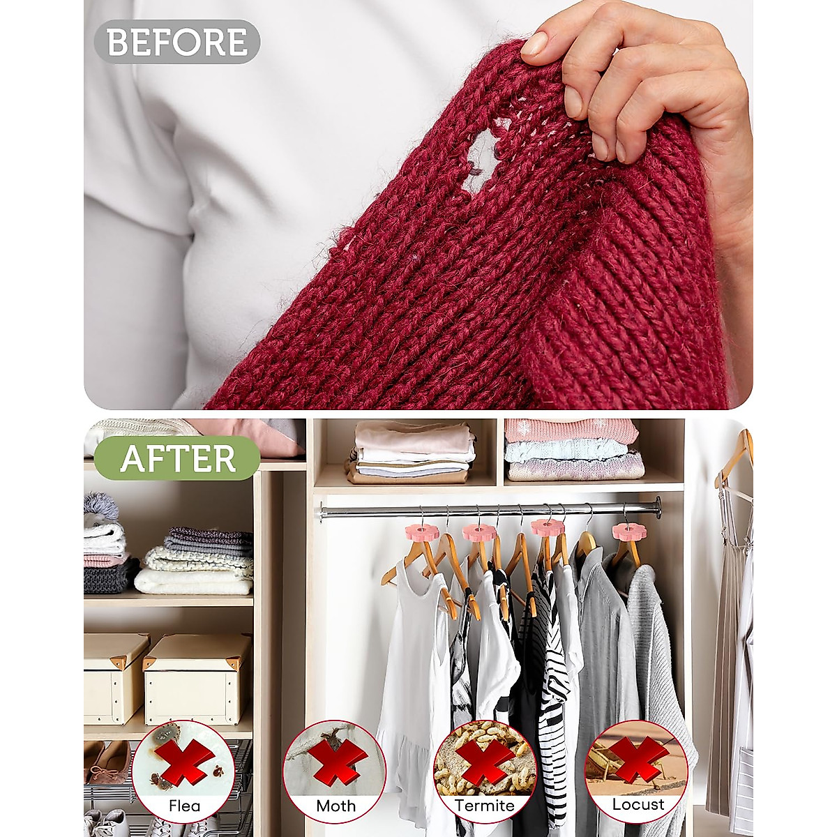 Aryiten Cedar Blocks for Clothes Storage, 32 Pack Cedar Rings, Aromatic Scent Cedar Planks for Clothes Storage Closets and Drawers Freshener Protection & Control