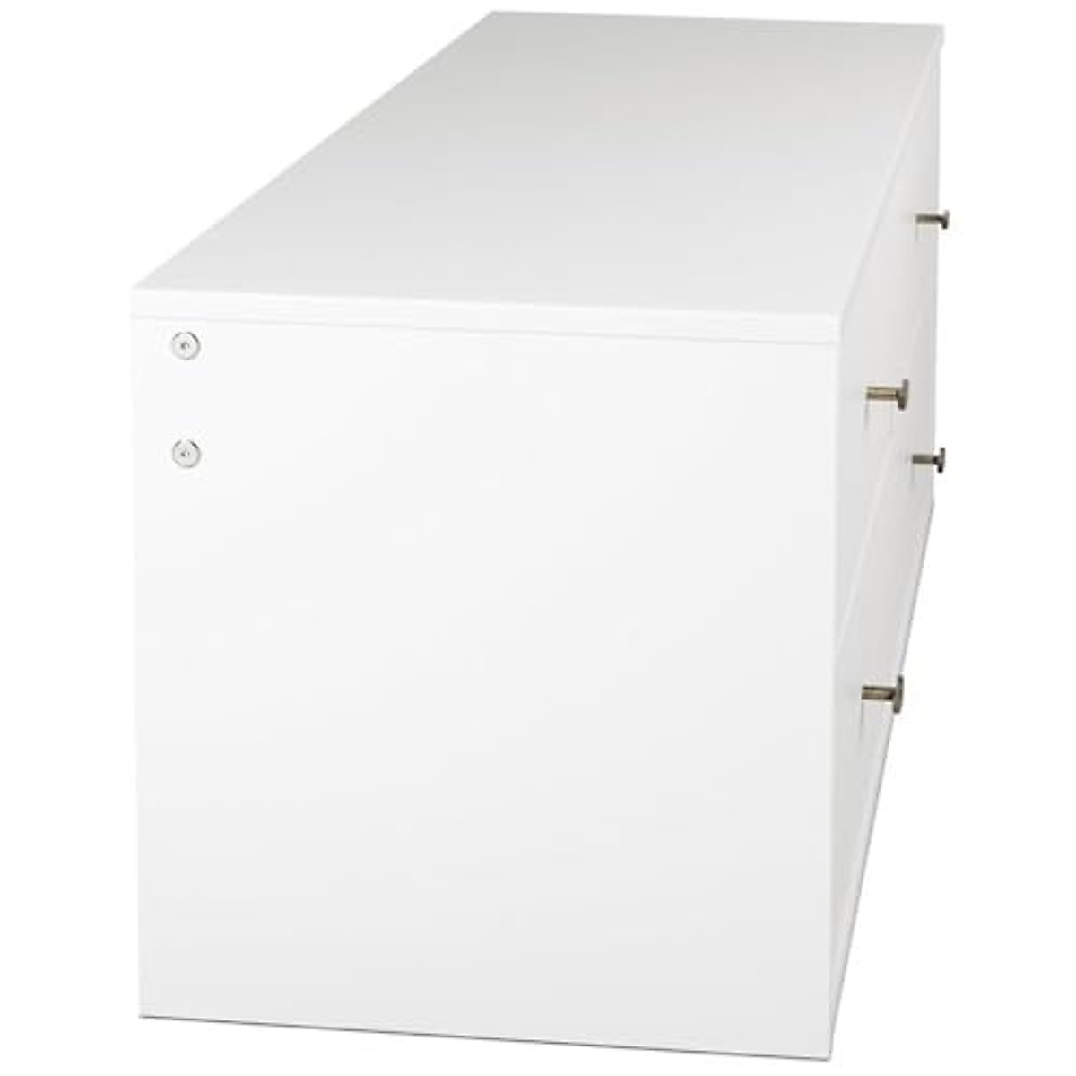 Prepac 4-Drawer Floating Dresser for Bedroom, Modern Dresser Chest of Drawers with Brushed Brass Knobs 16" D x 42.25" W x 17.25" H, White, WDBW-1412-1