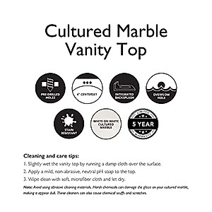 Design House 584870 Bath Shaker 2-Door Bathroom Vanity with Cultured Marble White Top, 4-Inch Centerset, 2 Piece