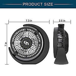 HomeLifairy Small Desk Fan with LED Light,Quiet Mini Desk Fan with 360° Rotation and 3 Speed Adjustable USB Table Fan for Desktop, Home, Office, Bedroom, Travel