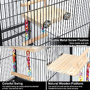 FrgKbTm Bird Perches Cage Toys Parrot Wooden Platform Play Gyms Exercise Stands with Acrylic Wood Swing Ferris Wheel Chewing for Animals Green Cheeks, Baby Lovebird, Chinchilla, Hamster Budgie