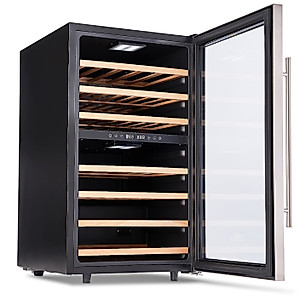 PremiumLevella 18.9 in. Wide 4.1 cu ft 43-Bottle Dual Zone Freestanding Wine Cooler with Tempered Glass Door