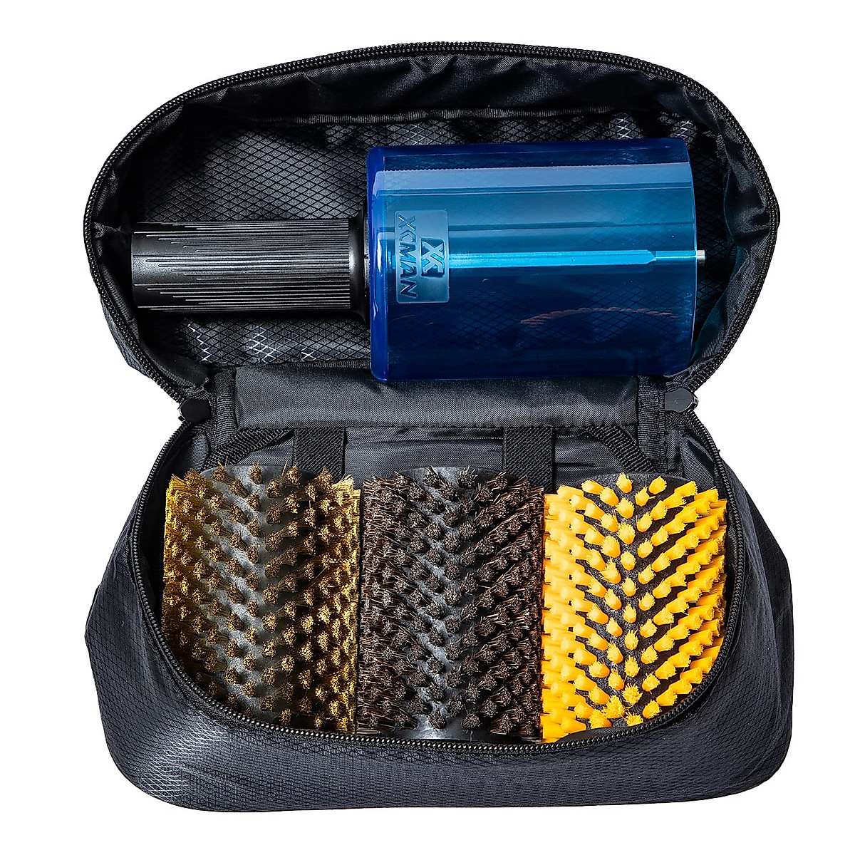 XCMAN Ski Roto Brush Kit 100mm Length-Nylon,Horsehiar,Brass,Axle with Handle and Safety Shield/Hood