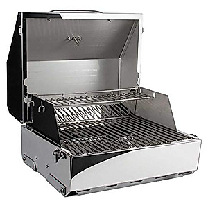 Kuuma Premium Stainless Steel Mountable Gas Grill w/ Regulator by Camco -Compact Portable Size Perfect for Boats, Tailgating and More - Stow N Go 216" (58155), Silver