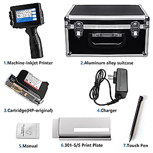 PEKOKO LB100 Handheld Inkjet Printer with Solvent Quick-Drying Ink,Smart Portable Inkjet Printer with 4.3 Inch LCD Touch Screen,Handheld Printer for Label/Production Date/Barcode/QR Code/Serial Number