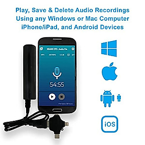 KBANK-OTG Voice Activated Digital Audio Recorder 576 Hours of Recording - Play Back on Computers, Phones, & Tablets