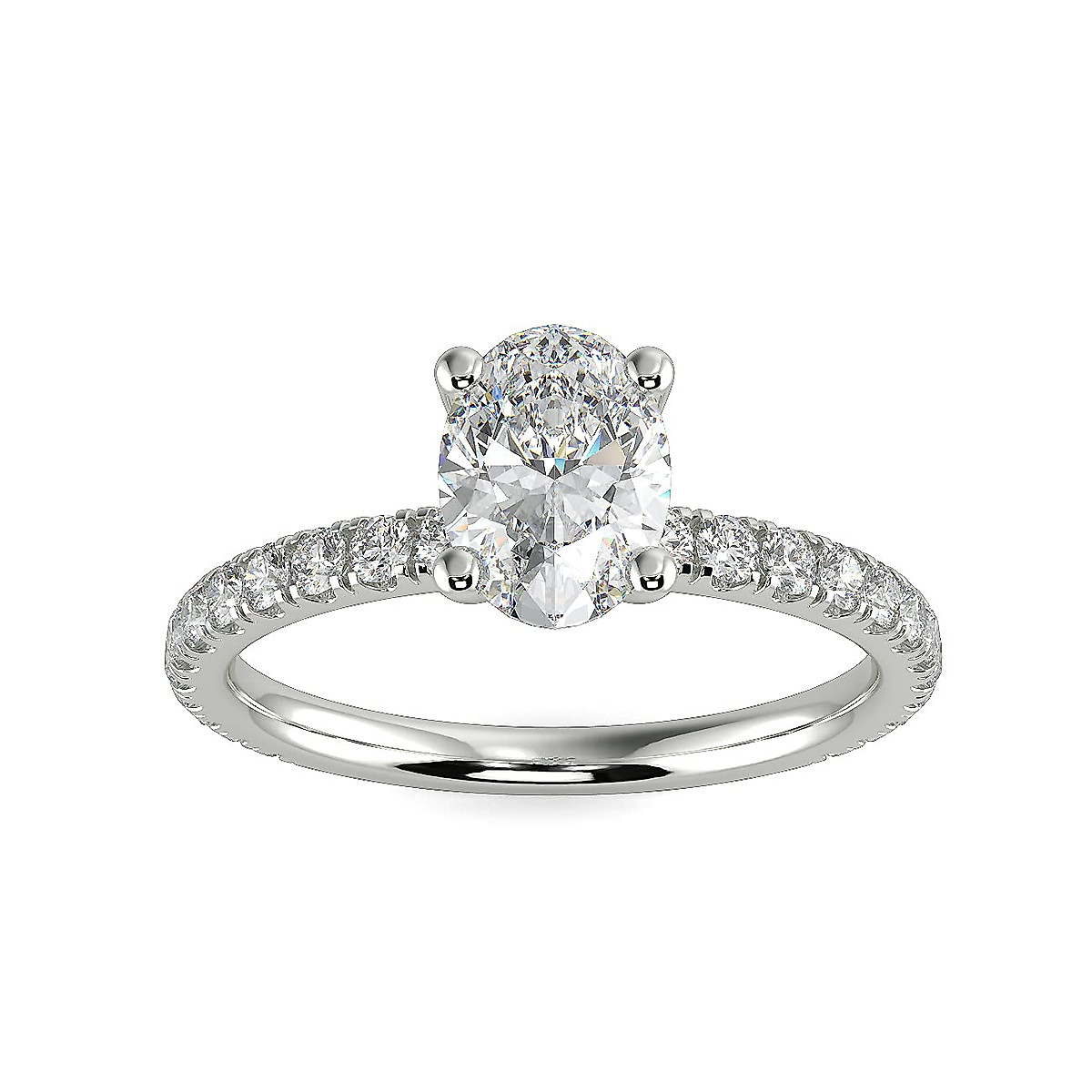 Beverly Hills Jewelers 1 Carat Oval Lab Grown Diamond Engagement Ring for Women in 14k White Gold D-E Color, cttw Size 6 Made in USA