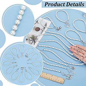 FINGERINSPIRE 12Pcs 10Inch White Individual Pearl Beaded Wedding Cake Pulls 12Style Wedding Cake Charm Pull with Alloy Silver Charm Bracelet for Birthday Party Wedding Decoration Bridesmaid Luncheon