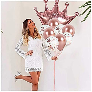 KUNGOON 90th Birthday Balloon,Rose Gold Number 90 Mylar Balloon,Funny 90th Birthday/Wedding Anniversary Crown Aluminum Foil Balloon Decoration for Women/Men.