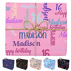 MyPupSocks Custom Name Gift Wrap Birthday Wrapping Paper Boy Girl Baby Birthday Wrapping Paper Gift Wrap for Kids Best Friend