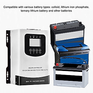 MPPT Solar Charge Controller, 12V/24V/36V/48V/60V/72V/84V/96V Solar Panel Regulator with LCD Display, Solar Panel Battery Regulator for AGM Sealed Gel Flooded Lithium Battery (60A)
