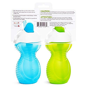 Munchkin® Click Lock™ Flip Straw Toddler Cup, 9 Ounce, 2 Pack, Blue/Green
