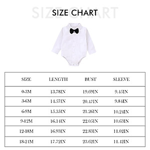 SOBOWO Baby Boy White Dress Shirt Infant Funeral Formal Dress Shirt Bodysuit Long Sleeve Button Up One-Piece Romper Jumpsuit Wedding Party 0-24M(18-24 Months, White L)