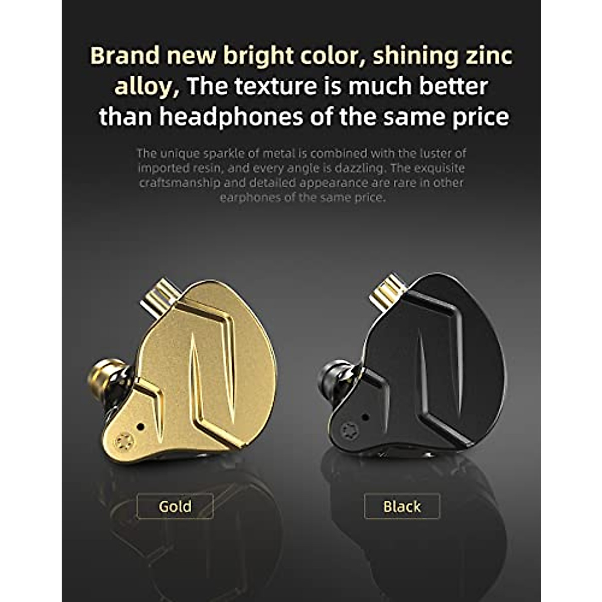 keephifi KZ ZSN Pro X IEM Earphones,1BA+1DD Hybrid in Ear Monitor,Noise Cancelling Earbuds, Custom-fit,3.5MM Jack Headphone,Detachable Cable in Ear Earphone for iPhone,Android,Computer(Gold,No Mic)