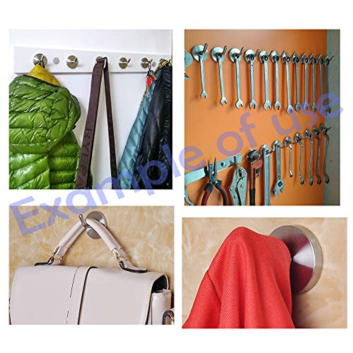 NELXULAS Brushed Stainless Steel Single Heavy Duty Short Nose Screws Wall Mount Hook,Fit for Kitchen,Bedroom,Living Room, Bathroom,Closets and Garage Storage,No Magnetic Mount Function(2", 4 PCS)