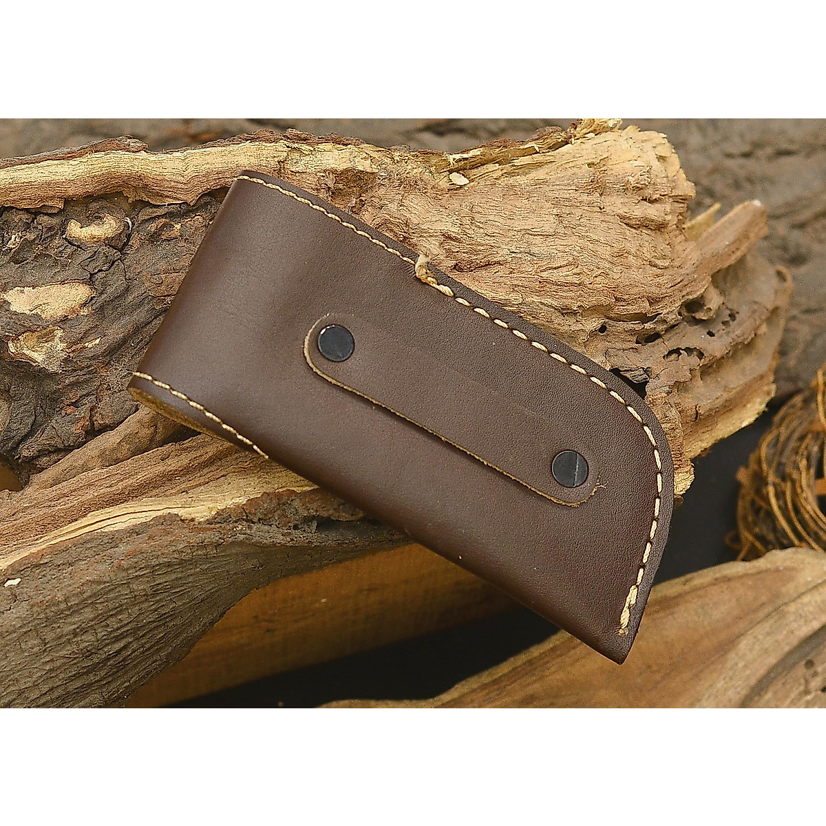 5" Genuine Leather Knife Holster with Belt Buckle – Holding Sheath for Pocket Knives, Folding Knife- Compact Draw EDC Knife Holster Belt – Brown, Camping, Hunting, and Outdoors.