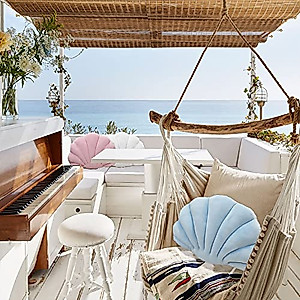 YRXRUS Shell Throw Pillows, Lake Green Shell Shaped Pillow, Seashell Decorative Velvet Pillow Ocean Series Cushion for Bedroom Living Kids Room 3D Insert Pillow 14 X 11 Inch