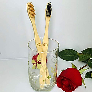 Goaycer Bamboo Toothbrush Medium Bristle, 10Pcs Biodegradable Bulk Wooden Toothbrushes