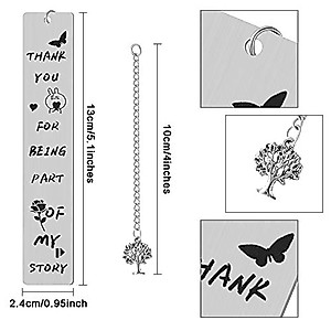 5 Pieces Teacher Appreciation Gifts Metal Thank You Teacher Bookmarks with Pendants Retirement Class of 2022 Graduation End of Year Christmas Valentines Presents for Women Men (Silver)
