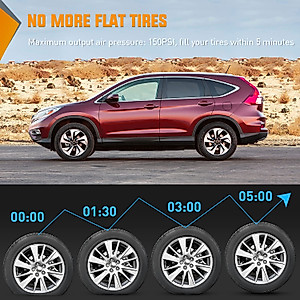 Nilight Tire Inflator Air Compressor Portable Air Pump for 12V DC Car Tires with Digital Pressure Gauge 150PSI Auto Tire Pump with LED Light for Cars ATVs Bicycles, 2 Years Warranty, 50066A