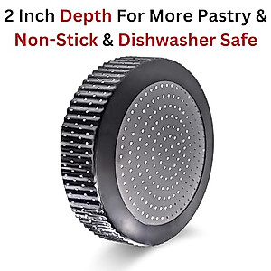 Jean Lemond: Introducing King Crispy's Deep Pie, Tart & Quiche Pan With Perforated Holes For Crispy Crusts. A Non-Stick, Removable Bottom, Dishwasher Safe, Pie Pan Baking Plate Dish. (9 inch x 2 Deep)